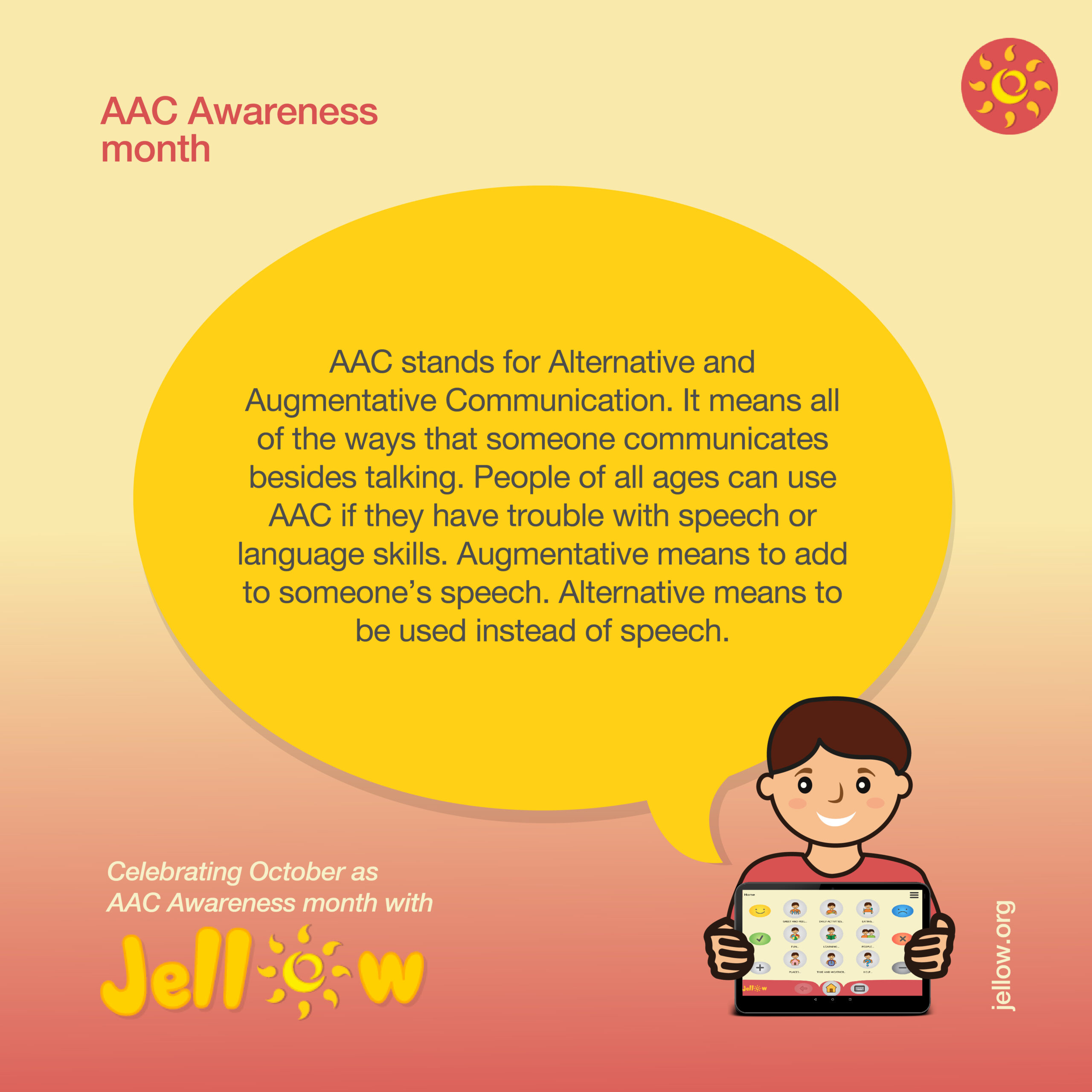 AAC Awareness Month – Jellow Communicator